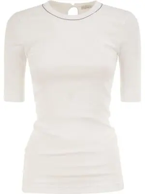 Brunello Cucinelli BRUNELLO CUCINELLI T-Shirt With Monili Trim White