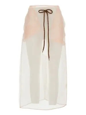 Simone Rocha Sheer Column Midi Skirt - Multicolor