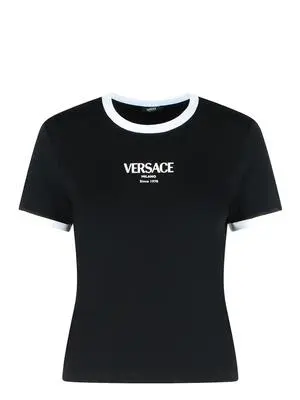 Versace VERSACE Viscose Logo T-Shirt Black