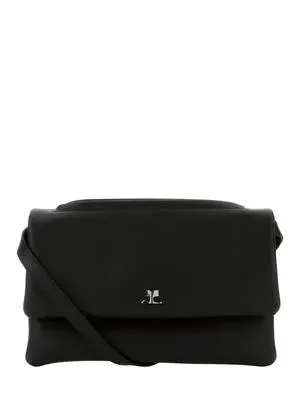 COURREGES Leather Shoulder Bag - Black