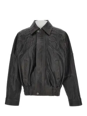 GOLDEN GOOSE Nappa Leather Jacket With Embroidery - Multicolor