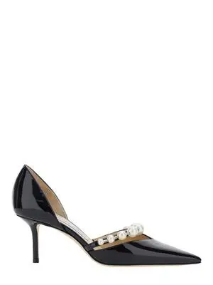 JIMMY CHOO Pumps 'aurelie' With High Stiletto Heel And Pearl Decoration In Black Leather For - Multicolor