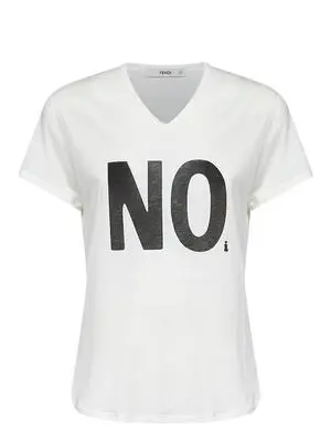 Fendi Fendi Women Ivory Cotton Jersey T-Shirt With Noi Print Multicolor