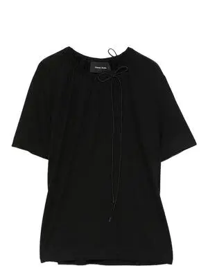 Simone Rocha Bow Detail Crew Neck Short Sleeve Top - Black