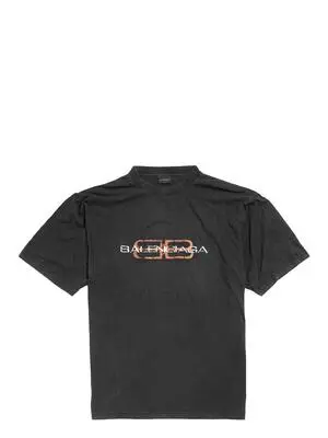 Balenciaga Bb Icon Stencil Medium Fit T-shirt In Faded Jersey - Black