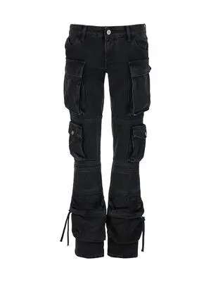 Attico Essie' Fitted Jeans With Cargo Pockets In Denim - Black