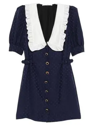 Alessandra Rich Ruffled Collar Mini Dress - Blue