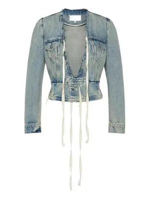 MAISON MARGIELA Raw-cut Hem Denim Jacket - Blue