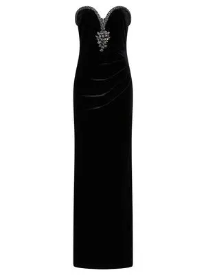 SELF-PORTRAIT Crystal-embellished Velvet Bustier Dress - Multicolor