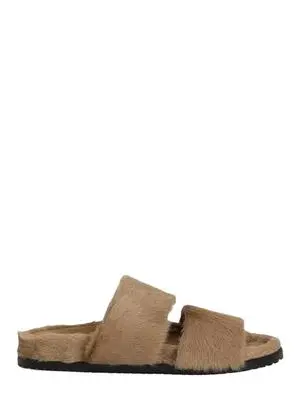 Dolce & Gabbana Goat Fur Double-strap Sandals - Brown