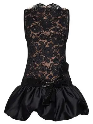SELF-PORTRAIT Lace Mini Dress With Bubble Hem - Multicolor