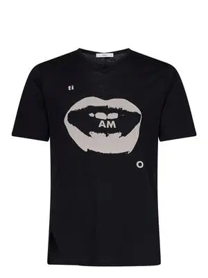 Fendi Black Cotton Jersey T-shirt With Ti Amo Print - Multicolor