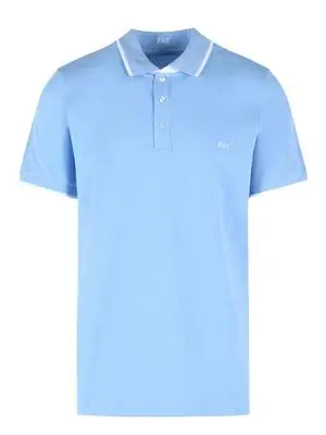 FAY Light Stretch Cotton Polo Shirt - Blue
