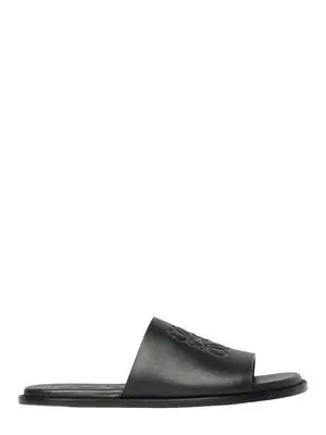 Loewe Anagram Flex Leather Slides - Black