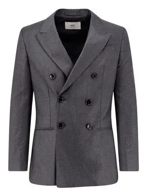 AMI Paris Double-breasted Virgin Wool Blazer - Multicolor