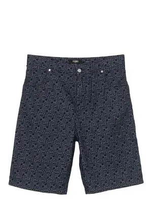 Fendi Fendi Men Ff Jacquard Denim Shorts Blue