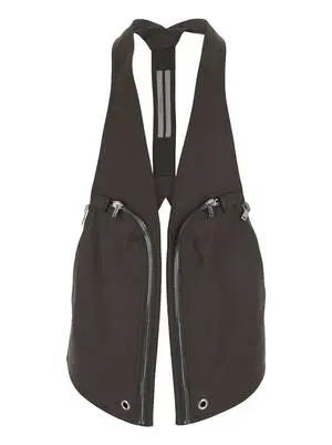 Rick Owens Rick Owens Men Men's Brown 'Bauhaus' Sleeveless Gilet With Two Zip Pockets On The Front In Stretch Cotton Multicolor