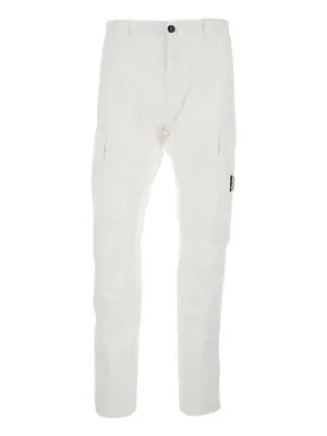 C.P. COMPANY Stretch Cotton Cargo Pants - White