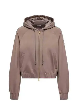 Moncler Zip-up Hooded Cardigan - Brown