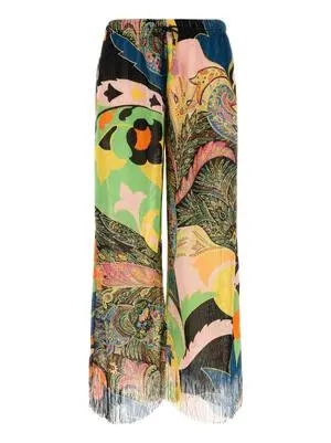 Etro Embroidered Viscose Wide-leg Pant - Multicolor