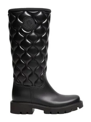 Moncler Quilted Logo Patch Boots - Black