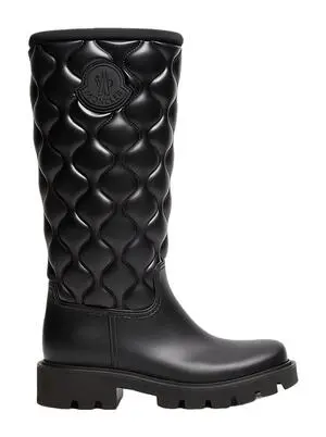 Moncler Quilted Logo Patch Boots - Black