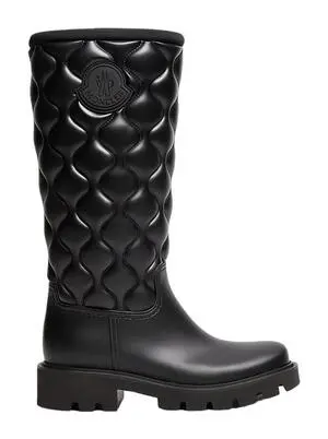 Moncler Quilted Logo Patch Boots - Black