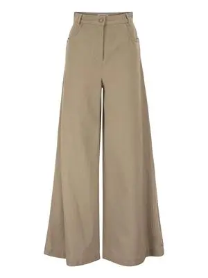 Max Mara Pure Cotton Palazzo Trousers Cream