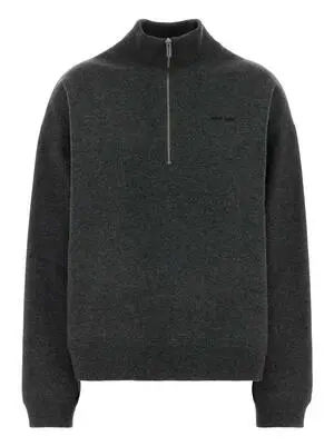 Miu Miu Cashmere Pullover With Half Zip - Gray