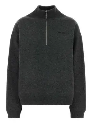Miu Miu Cashmere Pullover With Half Zip - Gray