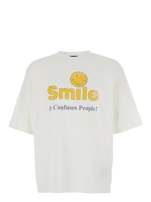 Dsquared2 White Crew Neck T-shirt With Front Print In Cotton For - Multicolor