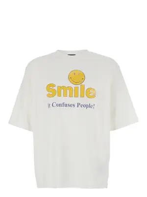 Dsquared2 White Crew Neck T-shirt With Front Print In Cotton For - Multicolor