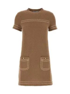 Prada PRADA Cashmere Mini Dress Brown