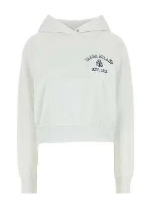 Prada Cropped Cotton Hoodie - White