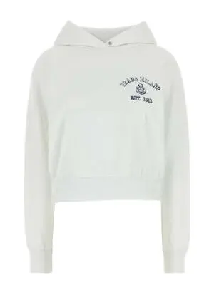 Prada Cropped Cotton Hoodie - White