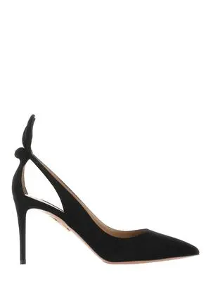 AQUAZZURA Aquazzura Women Black Suede Bow Tie 85 Pumps Black