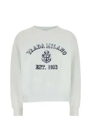 Prada Cotton Crewneck Sweatshirt With Logo - White