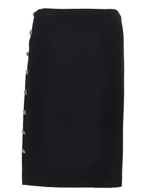 Versace Stretch Viscose Skirt With Medusa Buttons - Black