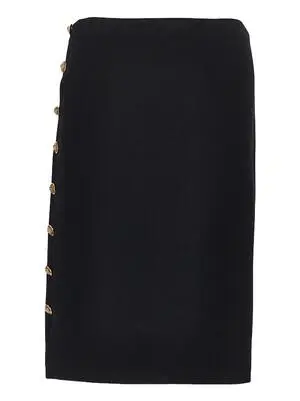 Versace Stretch Viscose Skirt With Medusa Buttons - Black