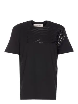 GOLDEN GOOSE Flag Print Journey Regular T-shirt - Black