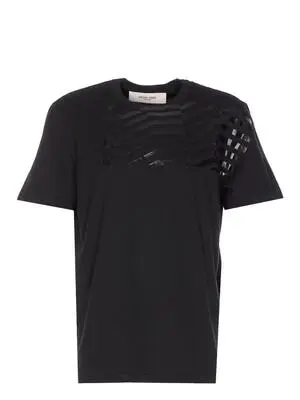 GOLDEN GOOSE Flag Print Journey Regular T-shirt - Black