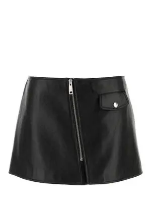 Prada Leather Mini Skirt - Black