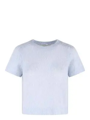 LISA YANG LISA YANG Siona Cashmere And Silk Short Sleeve Sweater Blue