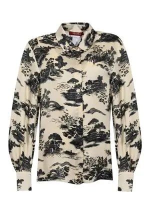 Max Mara Printed Silk Shirt - Black