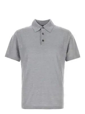Brioni Melange Grey Cashmere Blend Polo Shirt - Gray