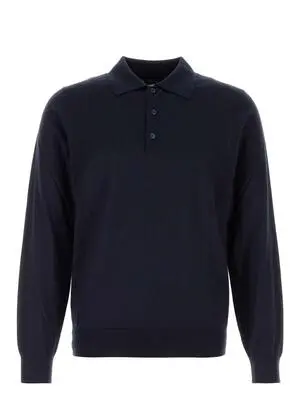 Brioni Brioni Men Midnight Blue Cashmere Blend Polo Shirt Blue