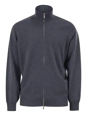 Brunello Cucinelli BRUNELLO CUCINELLI High-Necked Cashmere Cardigan With Zip Multicolor