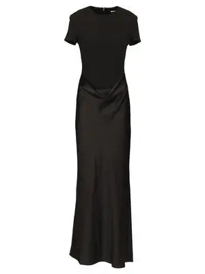 ROTATE BY BIRGER CHRISTENSEN ROTATE Long Dress With Short Sleeves And Drape Black