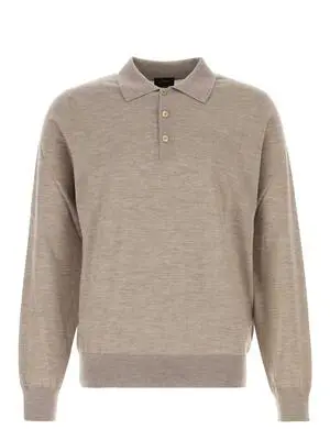 Brioni Dove Grey Cashmere Blend Polo Shirt - Gray