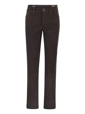 Brunello Cucinelli Garment-dyed Five-pocket Cotton Trousers - Brown
